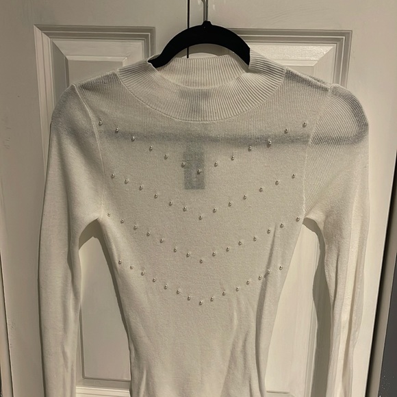 Express | Tops | Nwt Express White Pearled Sweater | Poshmark